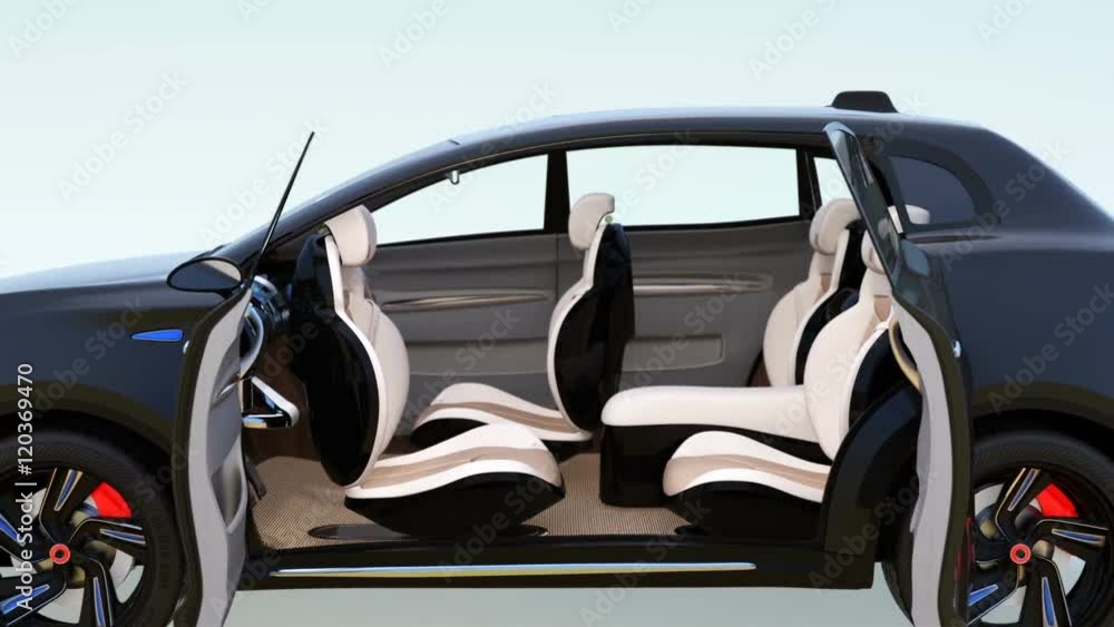 3D animation of autonomous SUV car interior concept. Original design ...