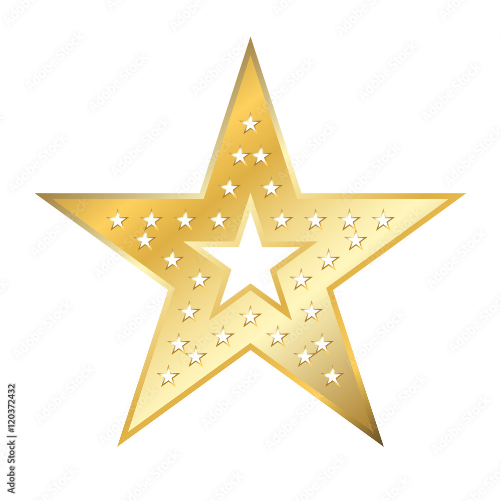 Gold american star sign. Golden bright icon isolated on white ...