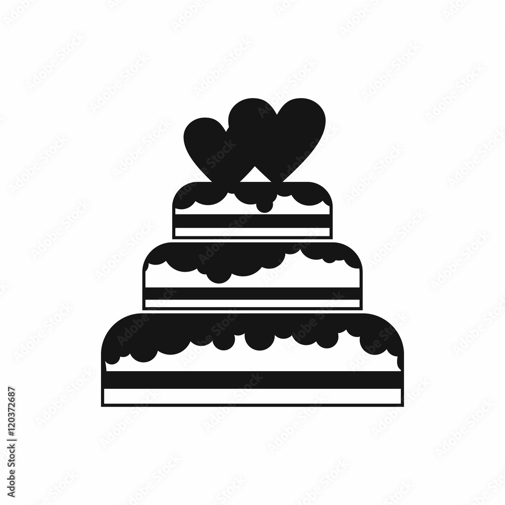 Wedding cake in simple style isolated on white background vector ...