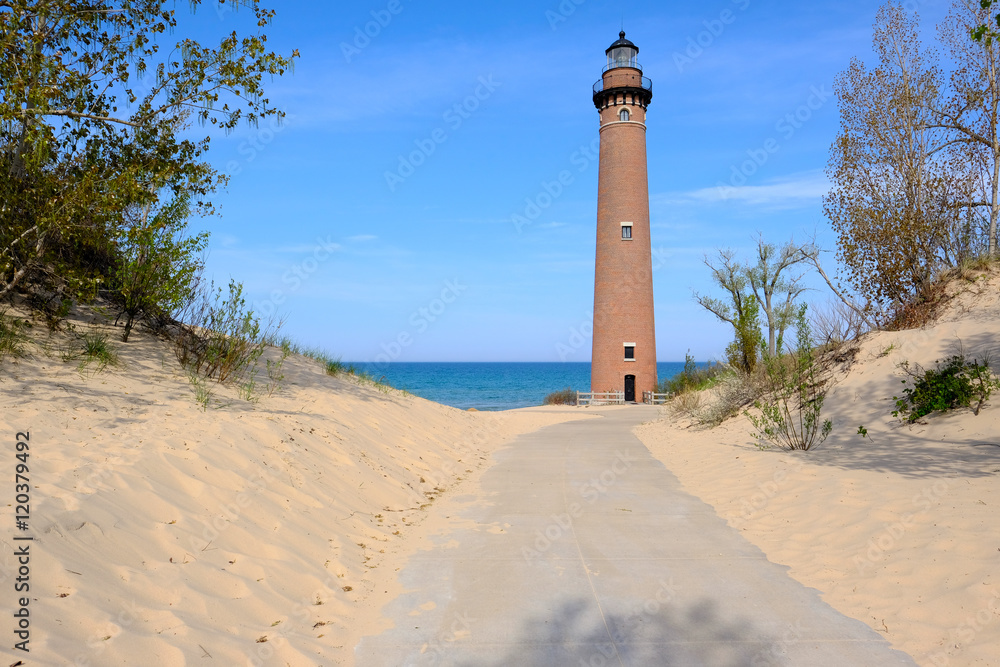 Little Sable Point Lighthouse in dunes, built in 1867 Stock Photo ...
