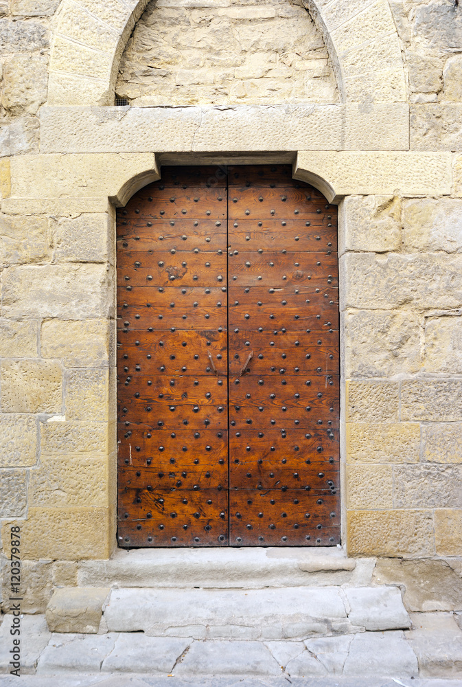 Ancient medieval wooden door. Color image Stock Photo | Adobe Stock
