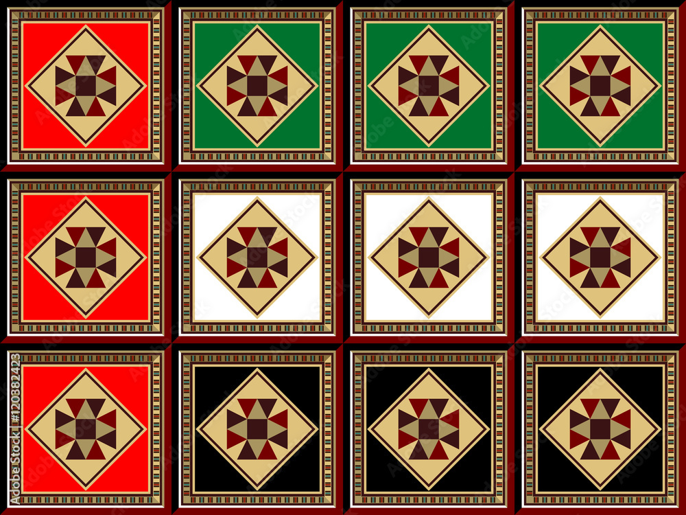 Stylized UAE Flag Crafted Form Ornamental Arabian Wooden Mosaic Stock ...