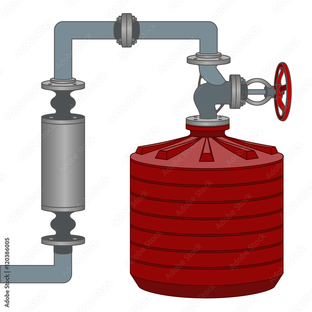 Scheme with water tank and pipes. Vector Stock Vector | Adobe Stock