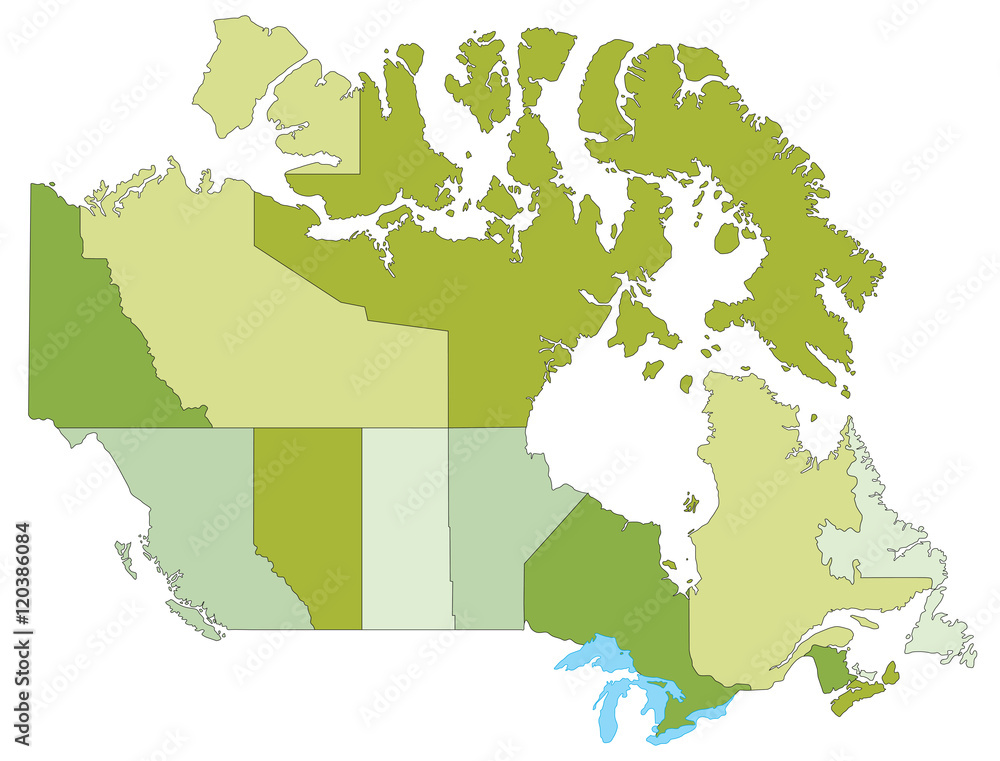 Highly detailed editable political map with separated layers. Canada ...