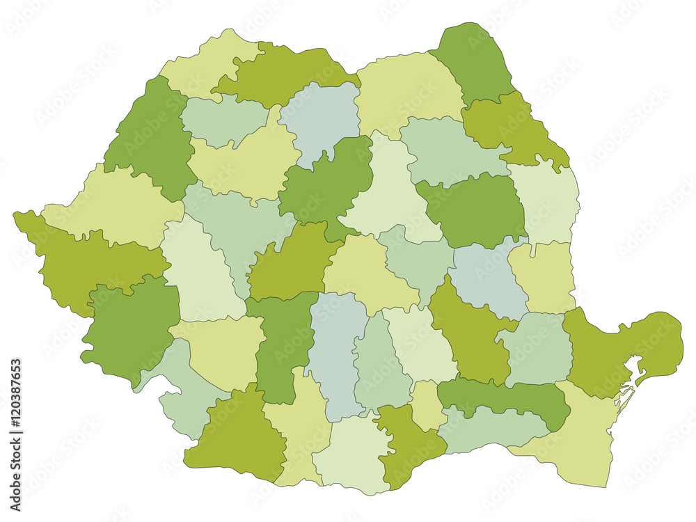 Highly detailed editable political map with separated layers. Romania ...