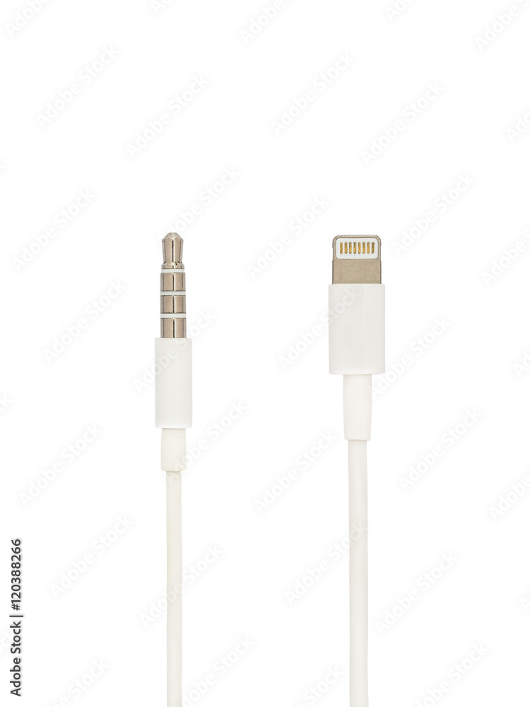3.5 mm audio mini jack plug comparing with new lightning 8 pins audio ...