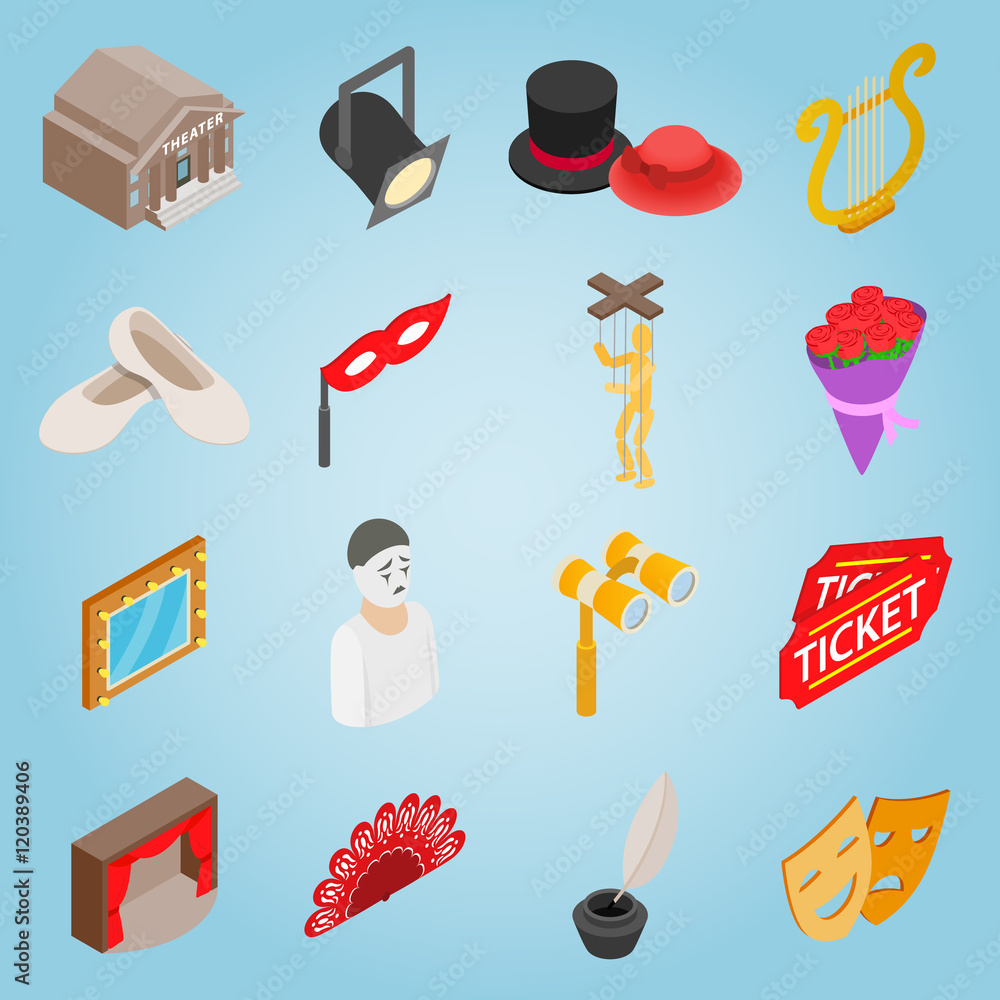 Isometric theatre icons set. Universal theatre icons to use for web and ...