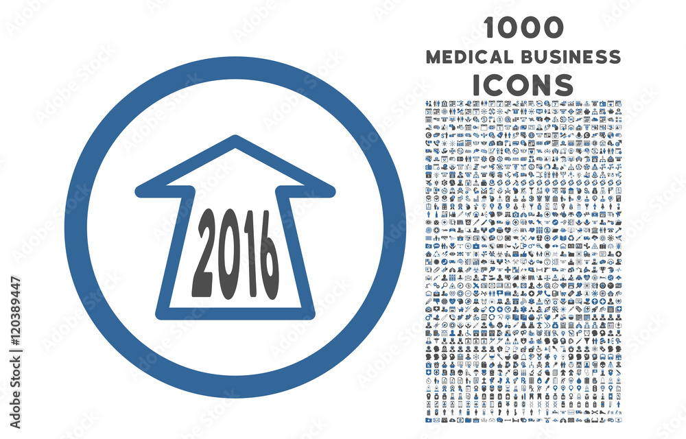 2016 Ahead Arrow rounded vector bicolor icon with 1000 medical business ...