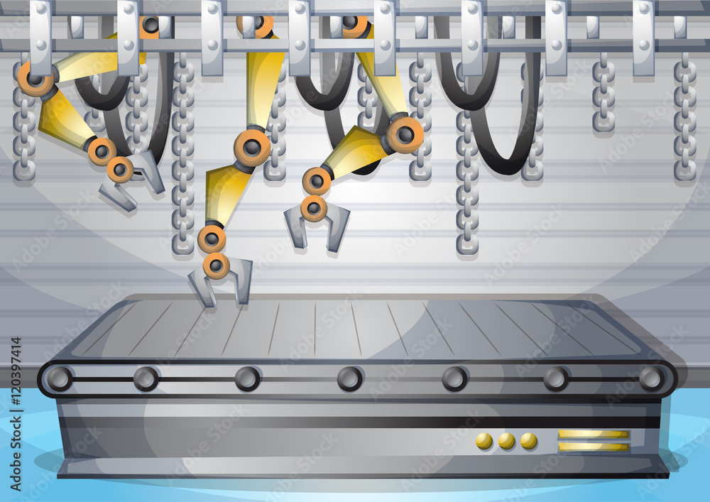 cartoon vector illustration interior factory room with separated layers ...