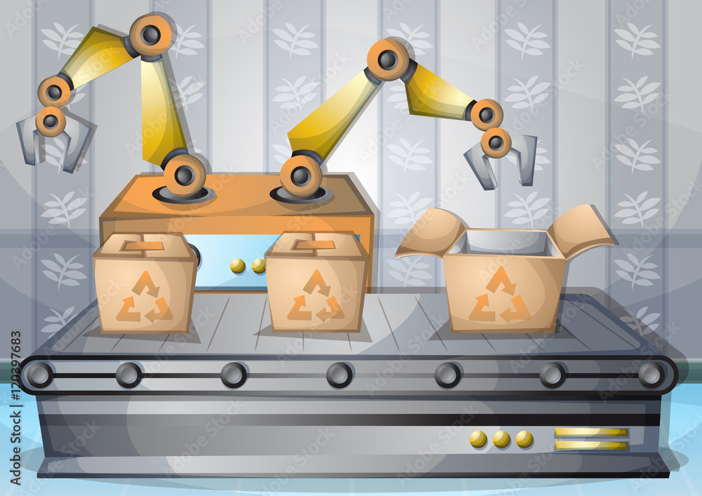 cartoon vector illustration interior factory room with separated layers ...