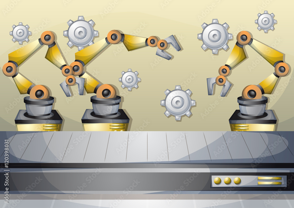 cartoon vector illustration interior factory room with separated layers ...