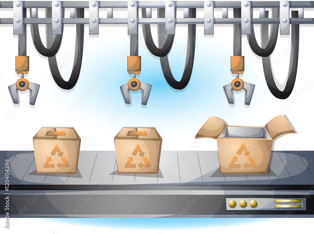 cartoon vector illustration interior factory room with separated layers ...