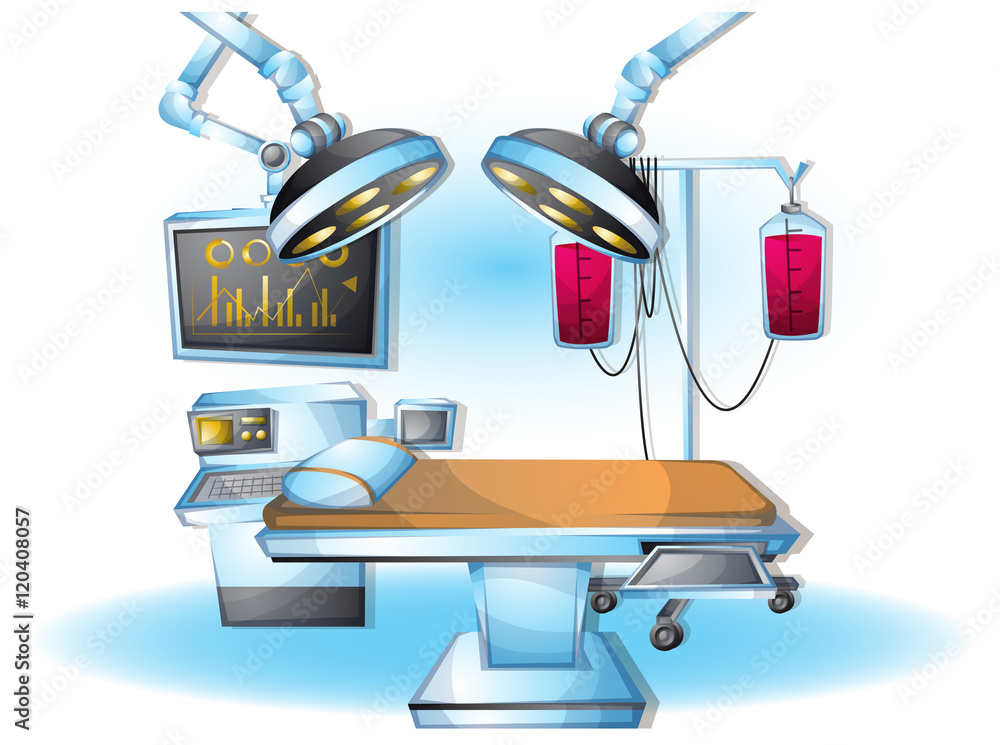 cartoon vector illustration interior surgery operation room with ...