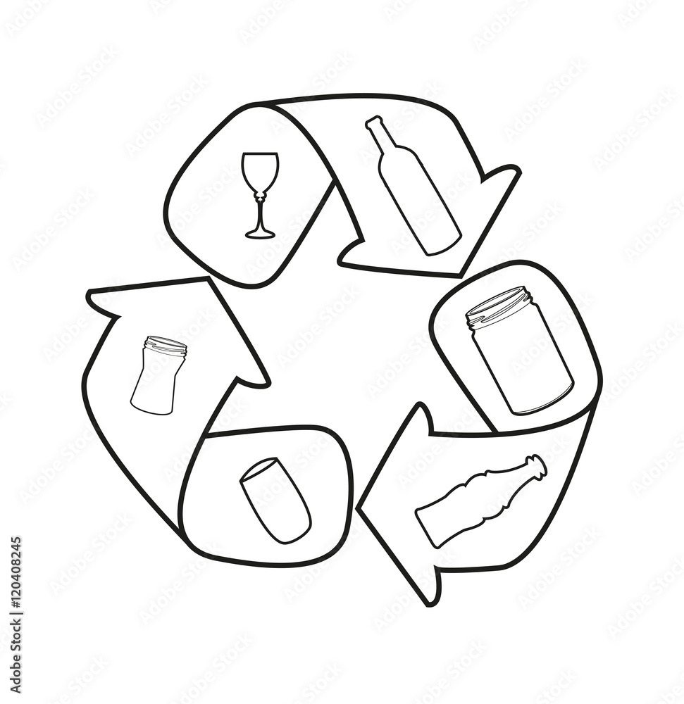 Vecteur Stock Glass recycling vector icon, simbolo del riciclo del ...