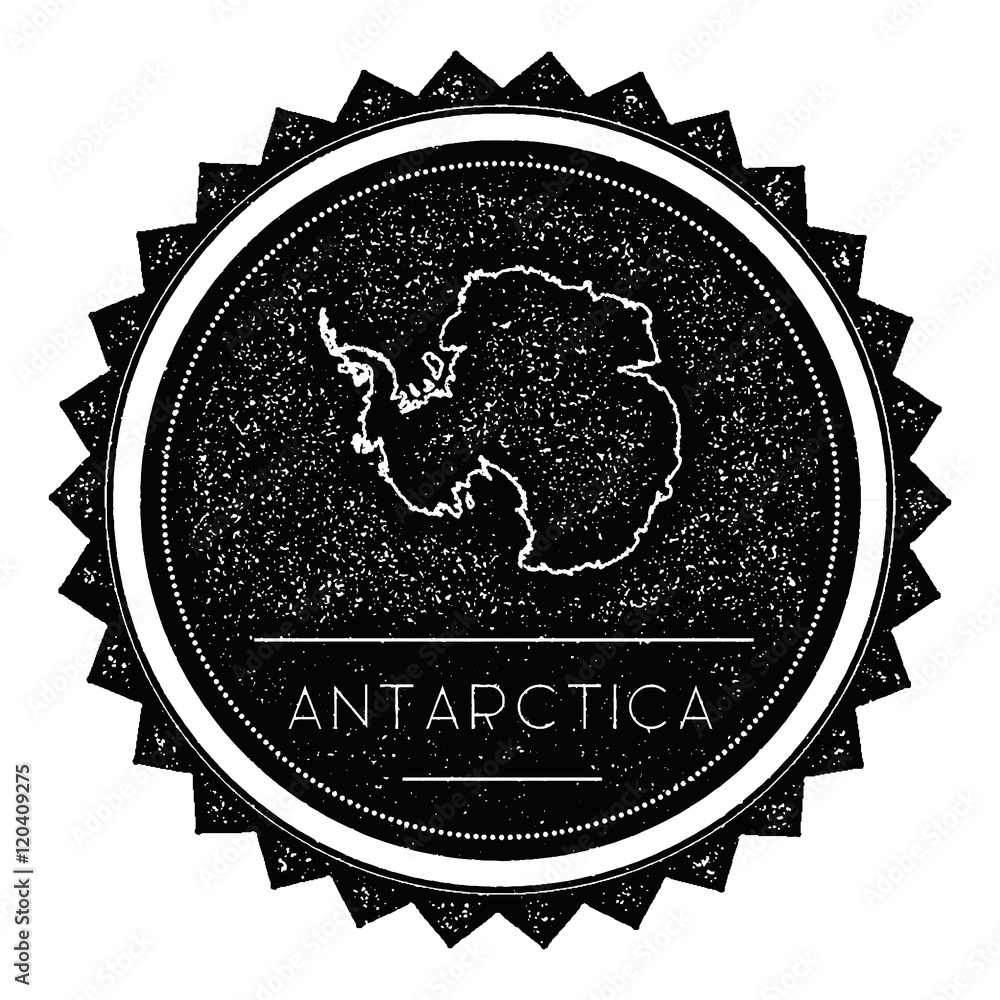 Antarctica Map Label with Retro Vintage Styled Design. Hipster Grungy ...