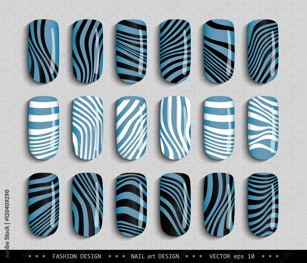 Nail art design. A set overhead nail, labels, stickers, elements for ...