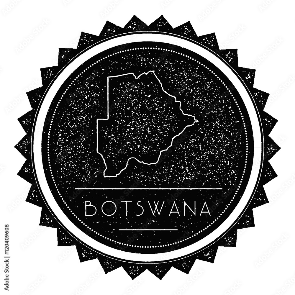 Botswana Map Label with Retro Vintage Styled Design. Hipster Grungy ...