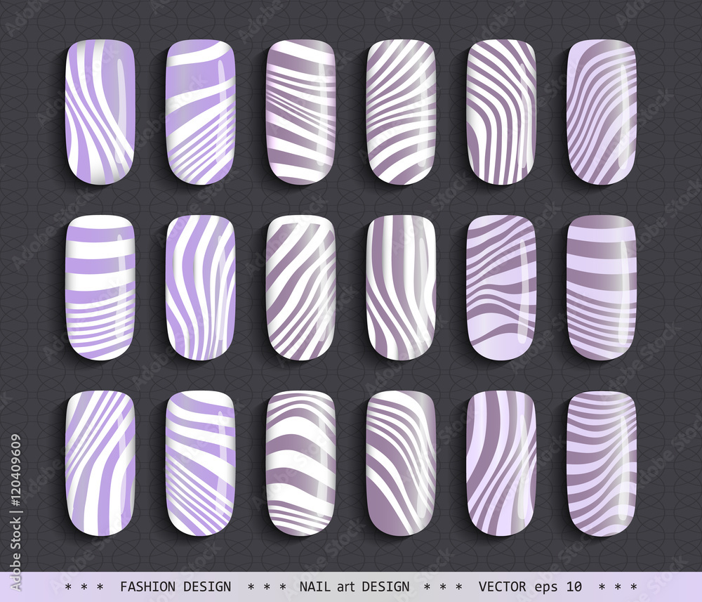 Nail art design. A set overhead nail, labels, stickers, elements for ...