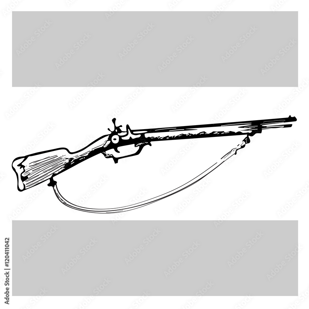 Hand-drawn sketch of musket. Vintage illustration Stock Vector | Adobe ...