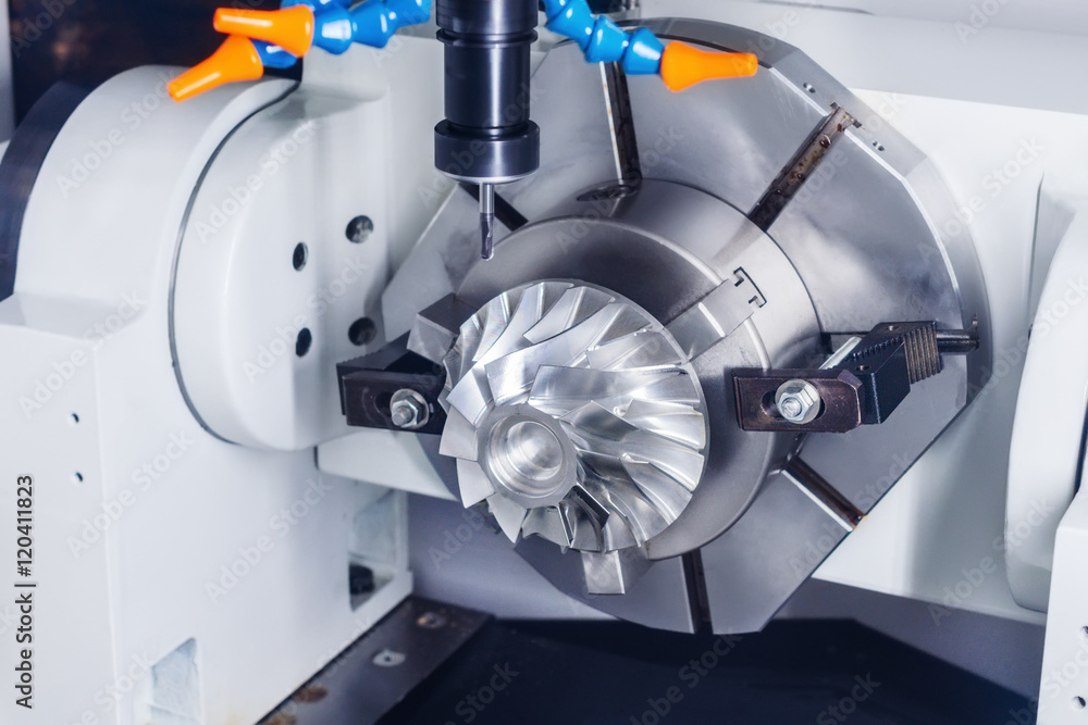 Cnc milling machine parts during manufacture of detail Stock Photo ...