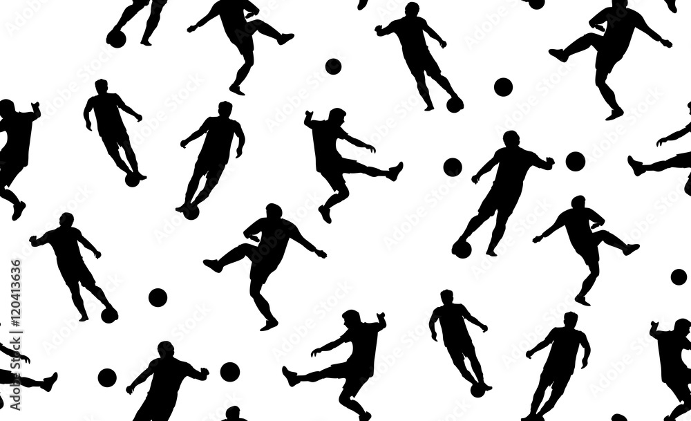 Vector seamless pattern of soccer players. The texture of the football ...