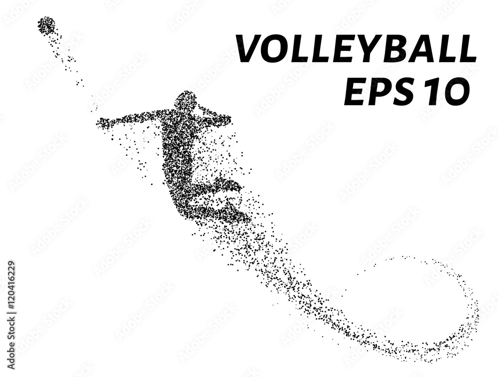 Volleyball, particle divergent composition, vector illustration ...
