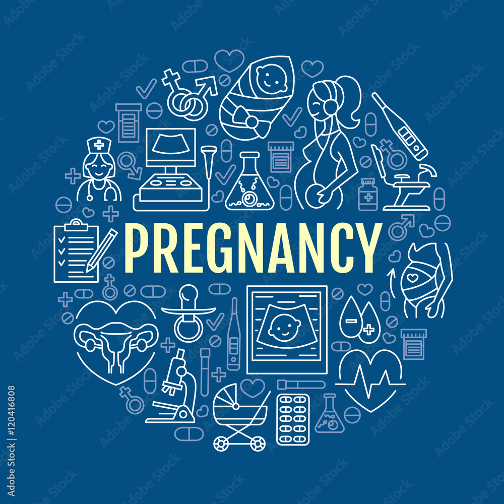 Medical poster template. Vector line illustration of pregnancy ...