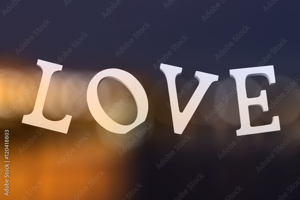 Flying love letters on modern abstract blurred background with rounded ...