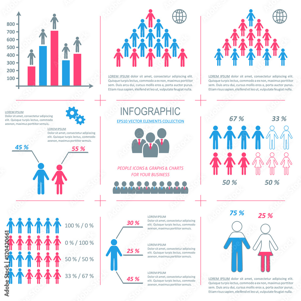 Vector infographic people icons demographic collection Stock Vector ...