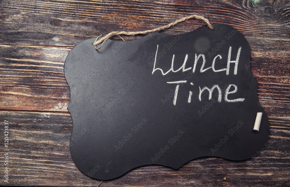 Foto de Restaurant menu. Top view of chalkboard menu laying on the ...