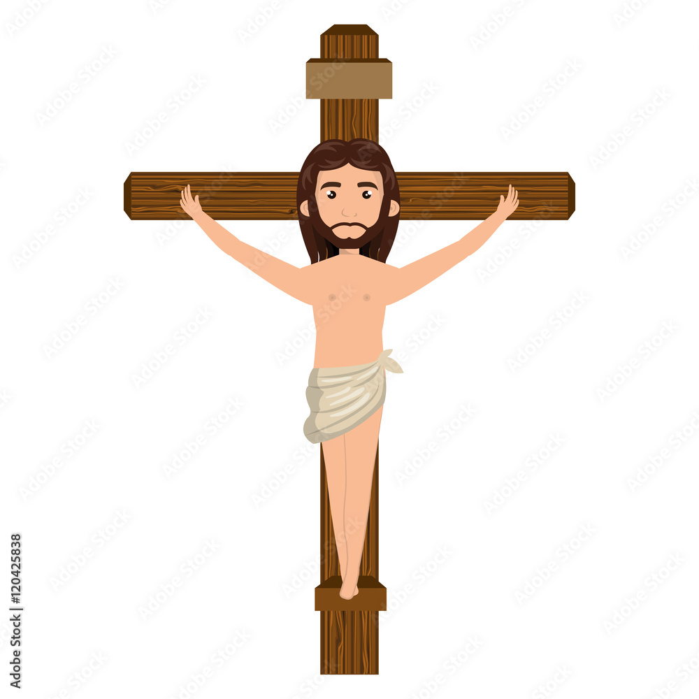 jesus christ man crucified on the cross cartoon. catholic religion ...