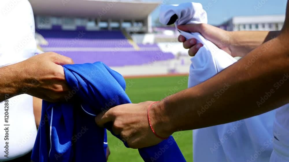 Football players changing their shirts and shaking hands Stock Video ...