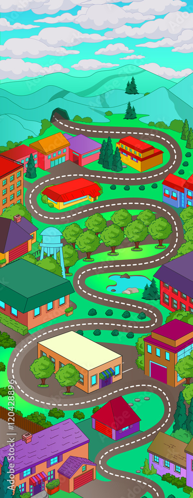 Cartoon map of town Stock Illustration | Adobe Stock