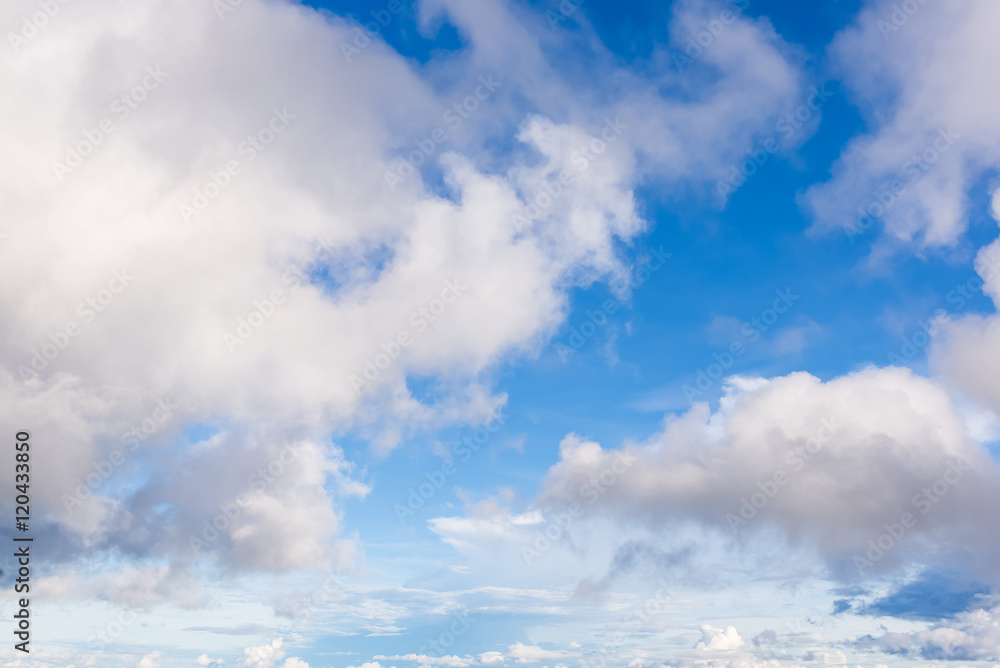Blue sky background with tiny clouds Stock Photo | Adobe Stock