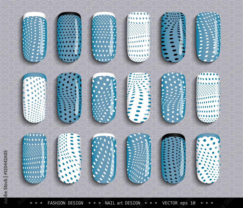 Nail art design. A set overhead nail, labels, stickers, elements for ...