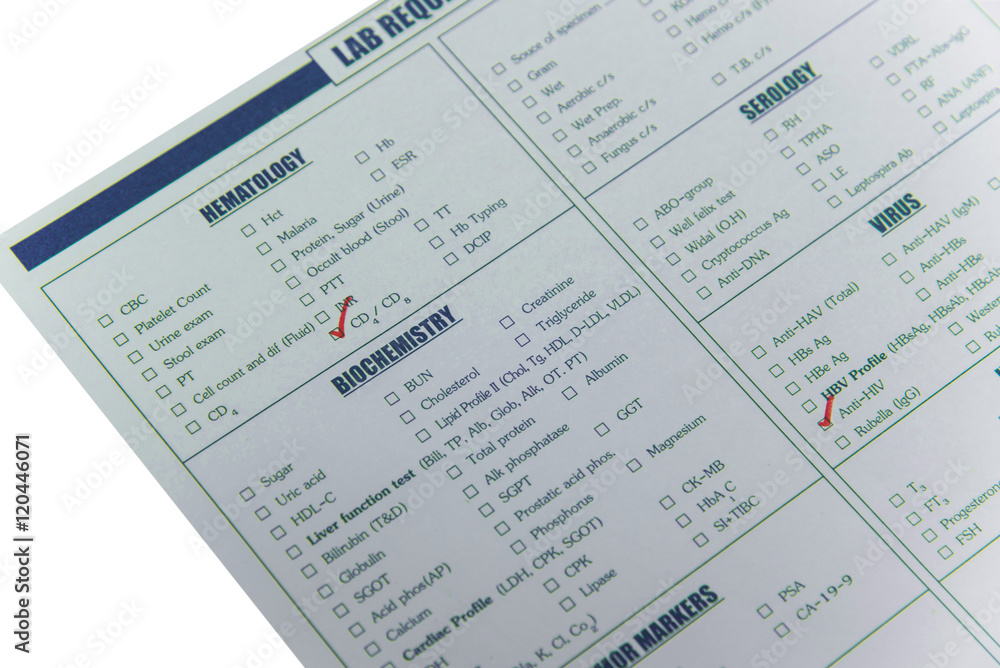 Blood requisition for blood sample tube in laboratory Stock Photo ...