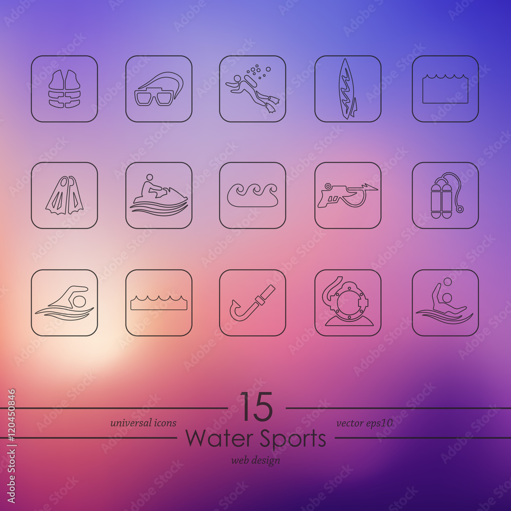 Set of water sports icons Stock Vector | Adobe Stock