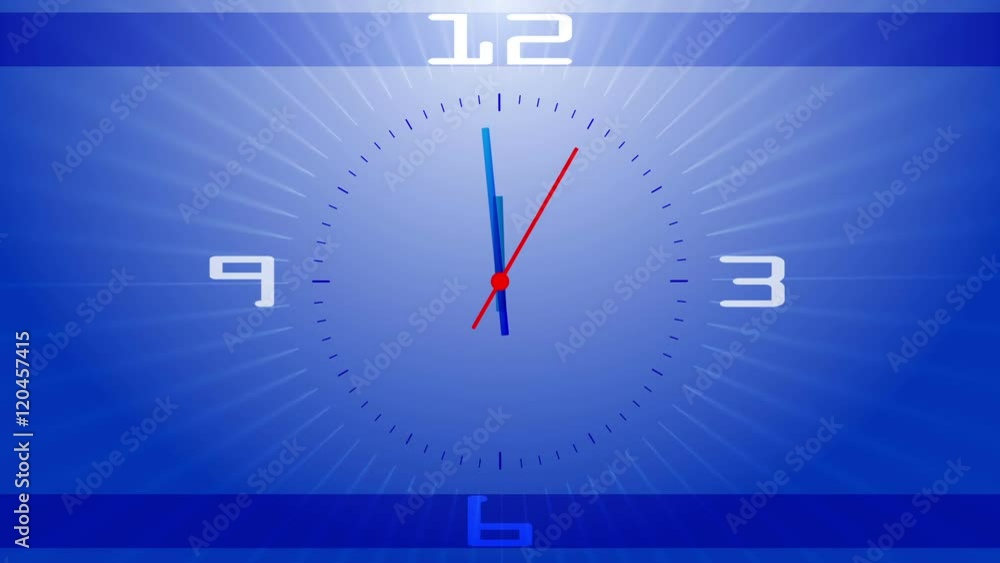 Clock face, countdown 60 seconds. Animated blue clock real time. Stock ...