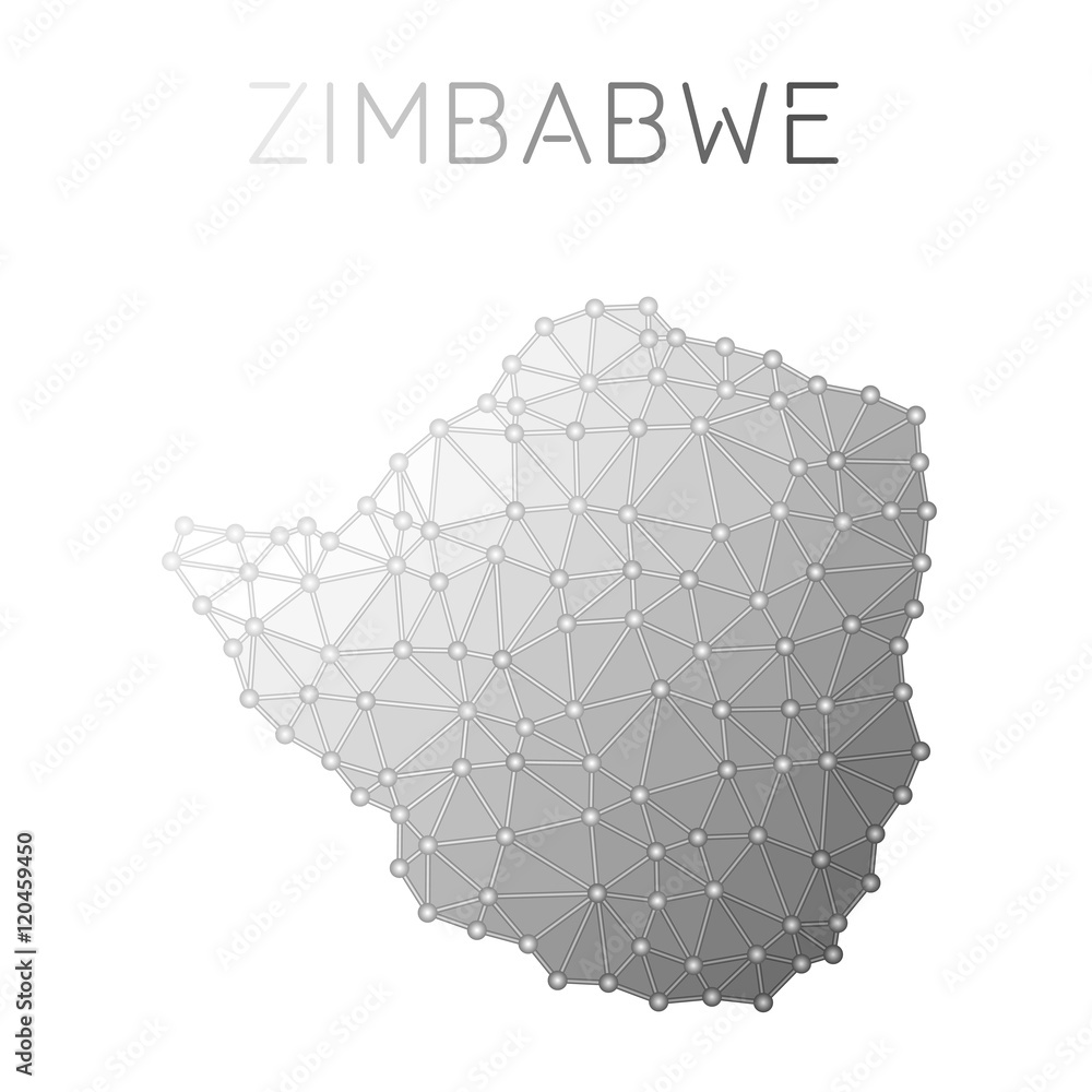 Zimbabwe polygonal vector map. Molecular structure country map design ...