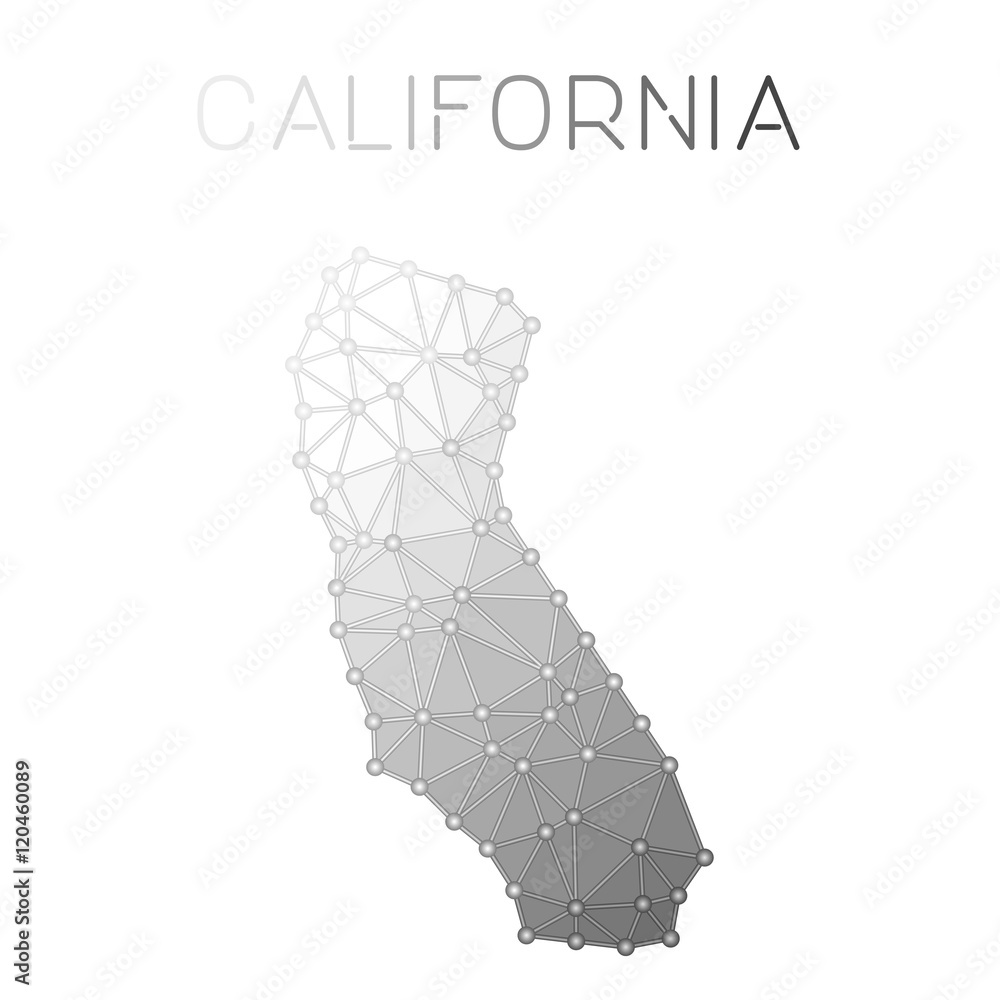 California polygonal vector map. Molecular structure US state map ...