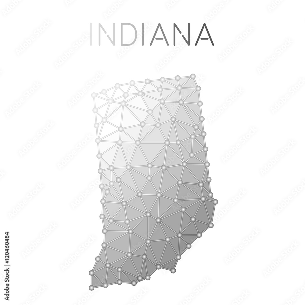 Indiana polygonal vector map. Molecular structure US state map design ...
