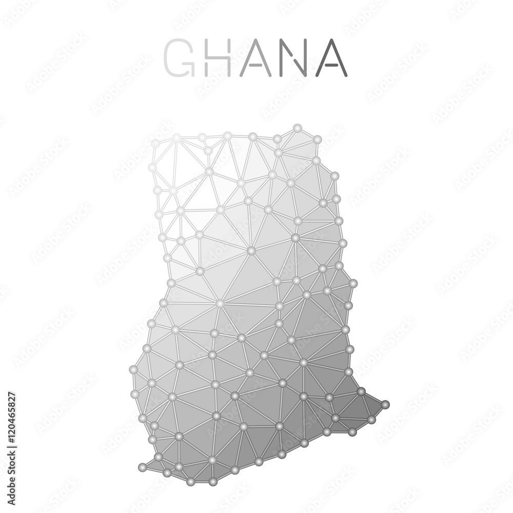 Ghana polygonal vector map. Molecular structure country map design ...