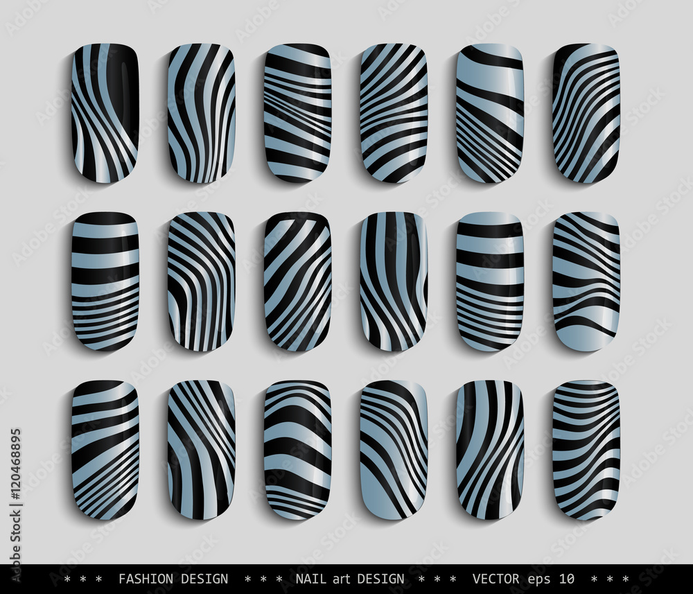 Nail art design. A set overhead nail, labels, stickers, elements for ...