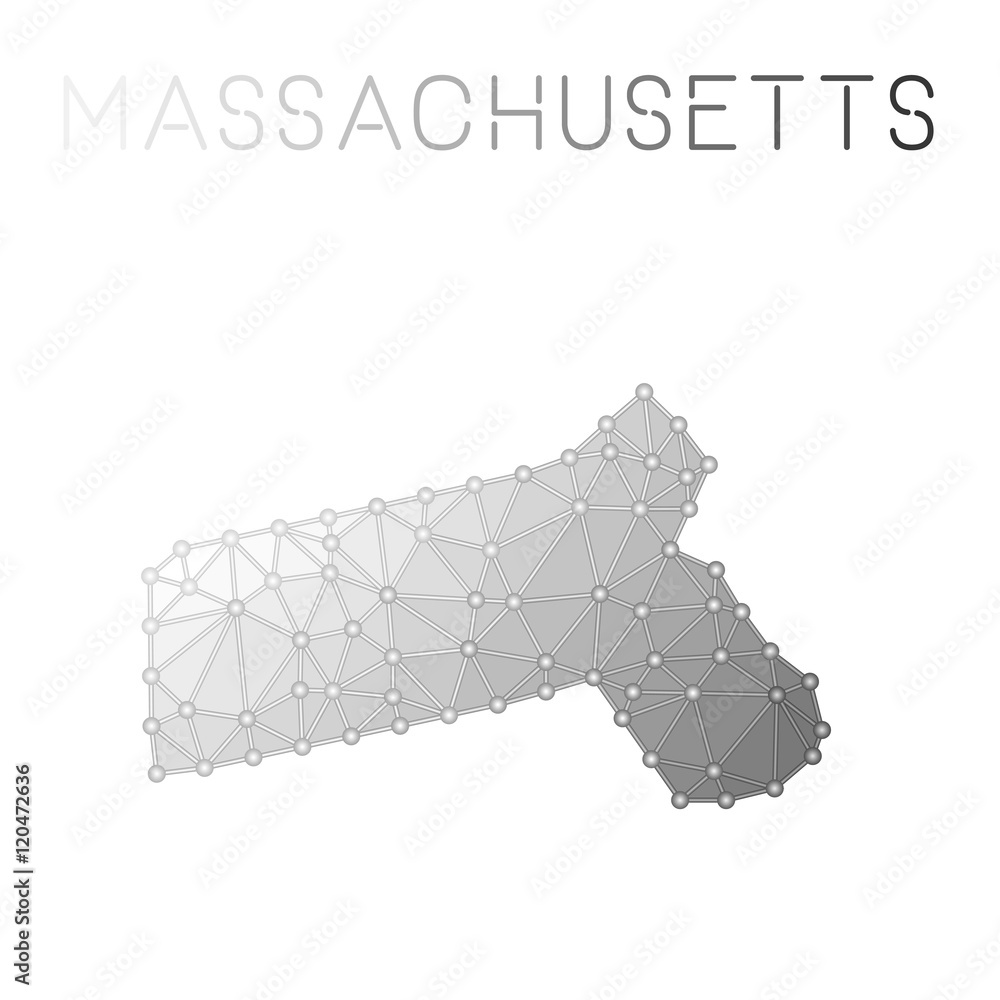 Massachusetts polygonal vector map. Molecular structure US state map ...