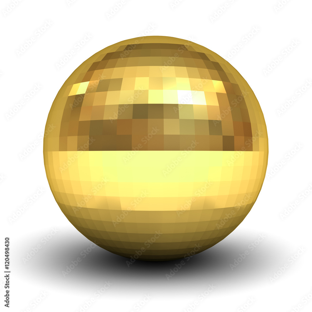 Polygonal gold sphere isolated over white background with shadow 3D ...