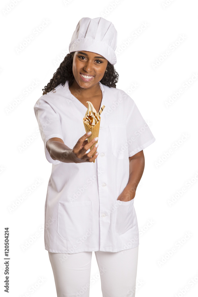 ice cream sellerwoman giving ice cream Stock Photo | Adobe Stock