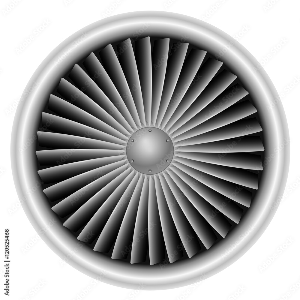 Plane turbine front view isolated on white background vector ill Stock ...