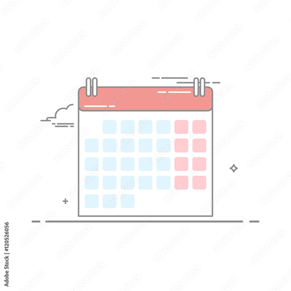 The concept of wall-calendar made in a linear style with a dark stroke ...