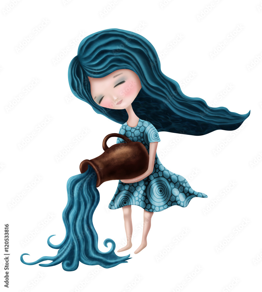 Aquarius astrological sign girl Stock Illustration | Adobe Stock