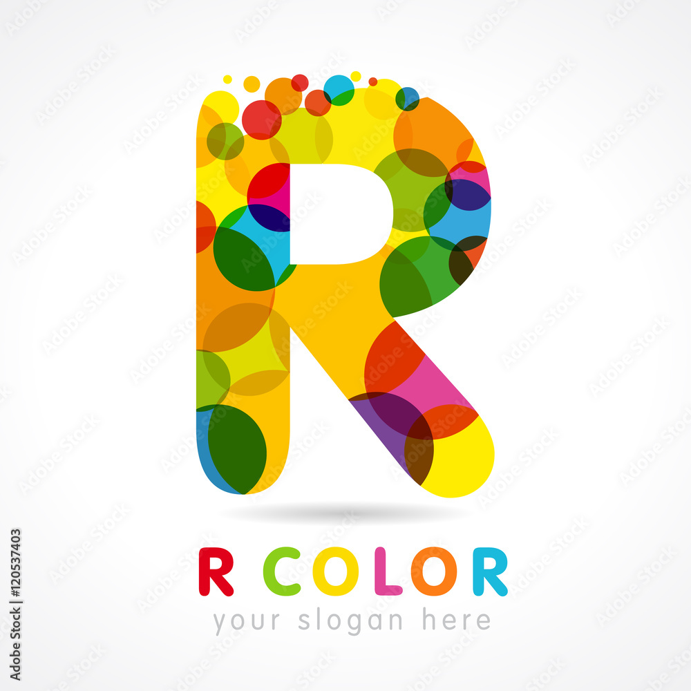 The Letter R In Bubble Letters With Color